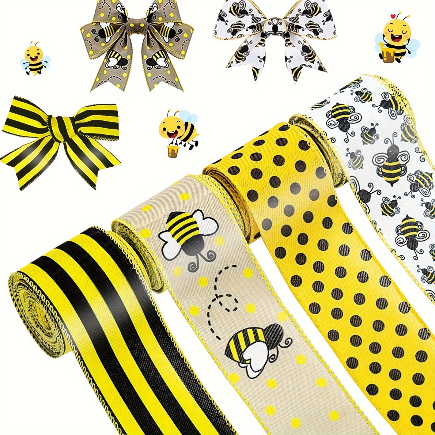 20 Yards Striped Wired Edge Ribbon White Natural Color - Temu United ...