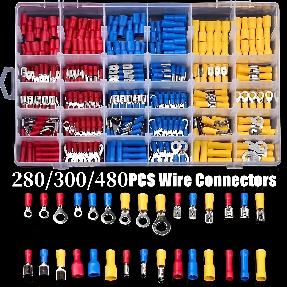 650pcs Assorted Insulated Ring Crimp Terminals Electrical 150pcs Set