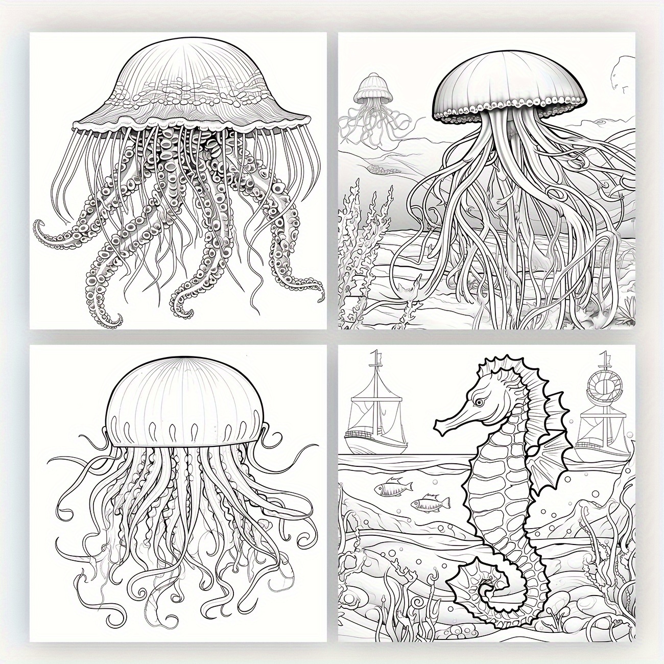 Coloring Book, Underwater Theme, Adult Soothing Stress Coloring Book ...