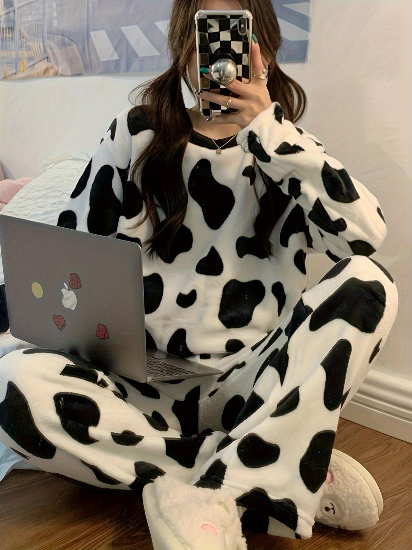 cow print pajamas sold on Temu United States