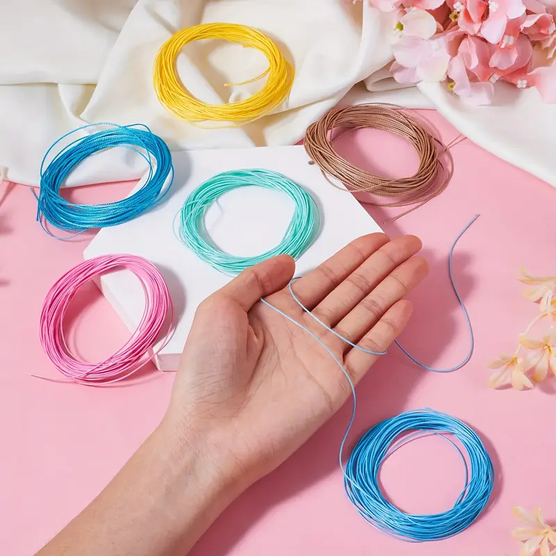 주얼리 만들기용 왁스 처리된 폴리에스터 코드 6가지 색상 05mm 원형 Diy 팔찌 목걸이 귀걸이 및 참 Temu