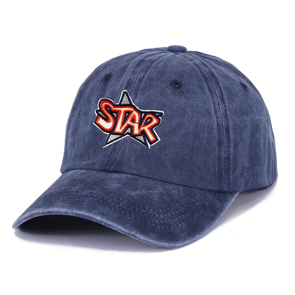 Star Embroidered Washed Baseball Casual Vintage Dad Hat - Temu United ...