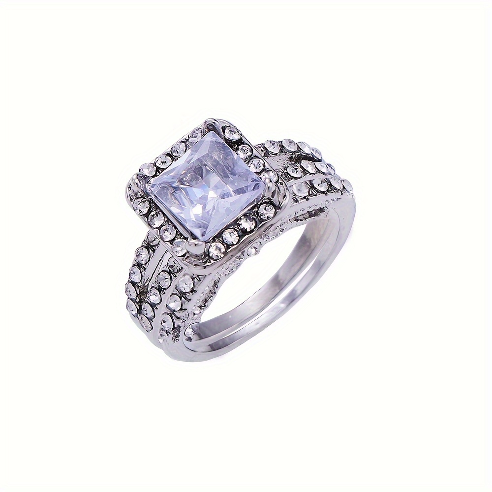 Simple Square Synthetic Gemstone Inlaid Rings Fashion - Temu United Kingdom