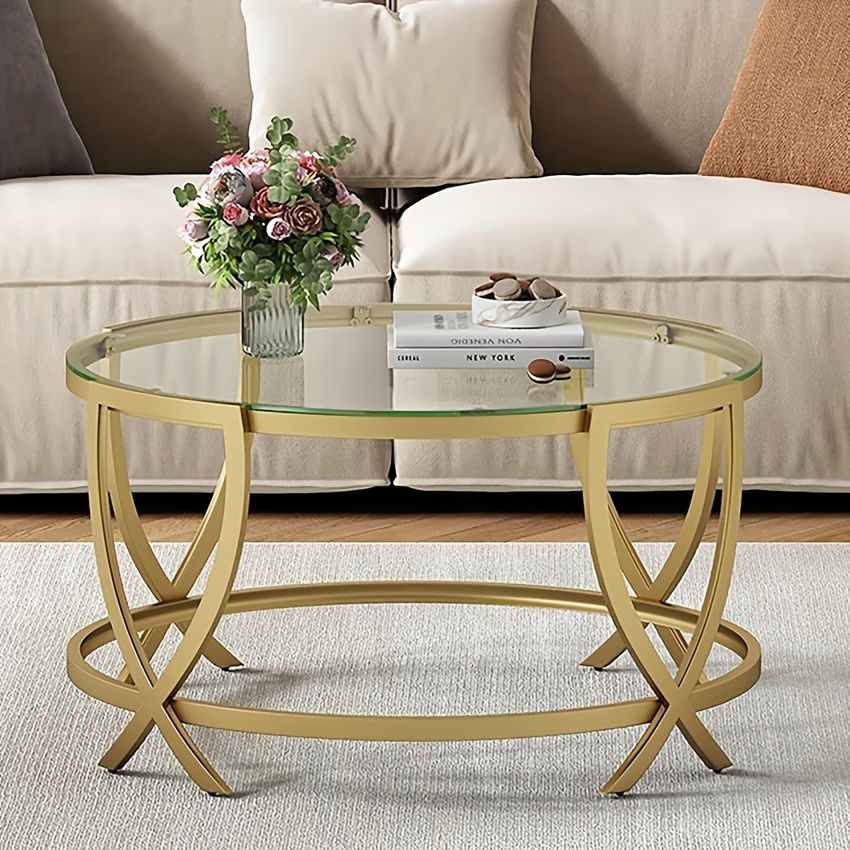 round coffee table living room table tempered Temu
