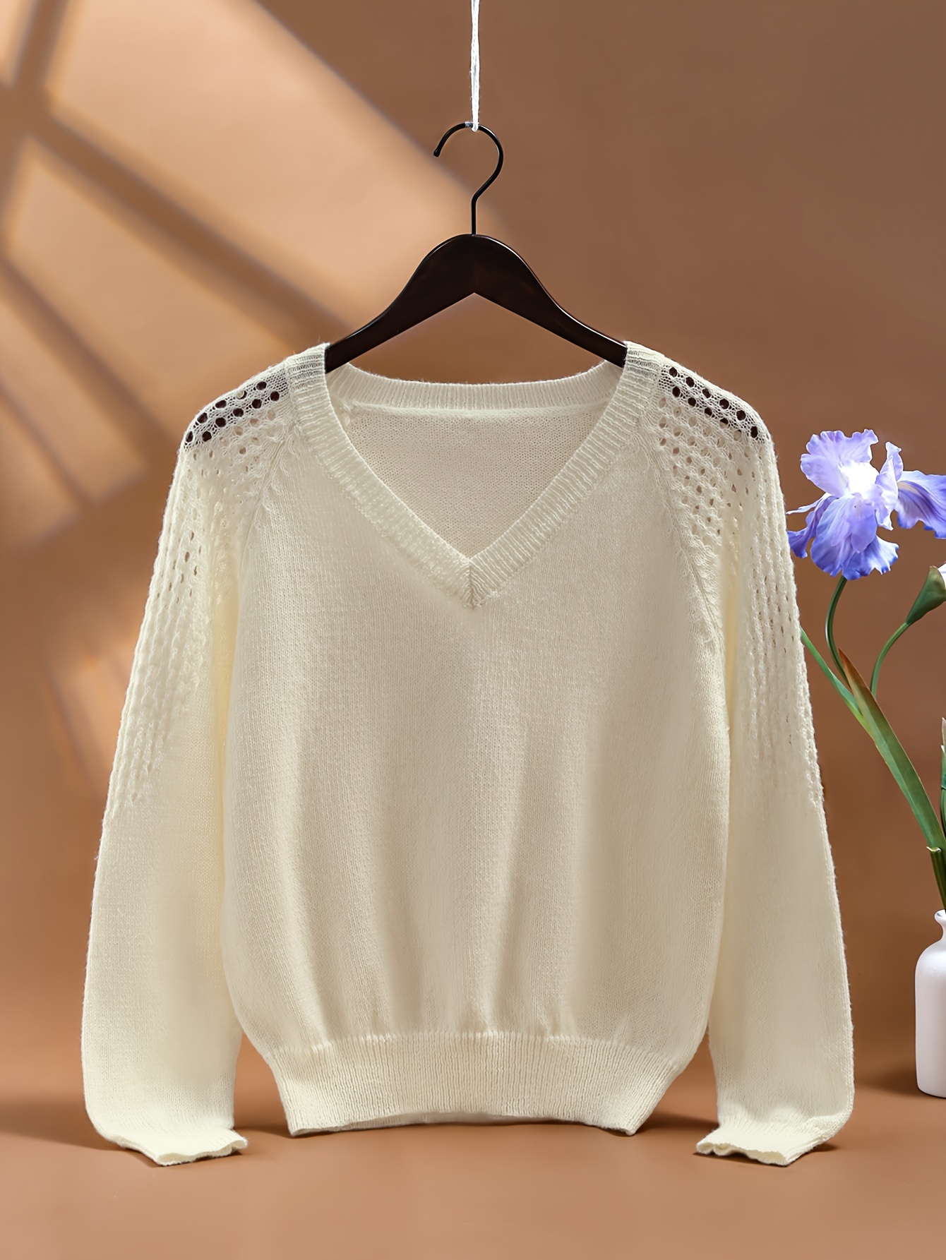 Suéter Cuello En V Holgado Sólido Ideal Primavera Otoño - Temu Uruguay