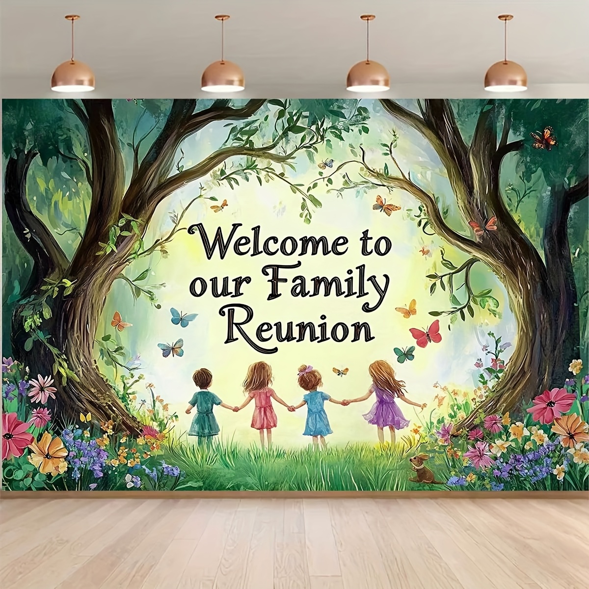 Gold Family Tree Backdrop 5x3ft Family Reunion Backdrop - Gold Family ...