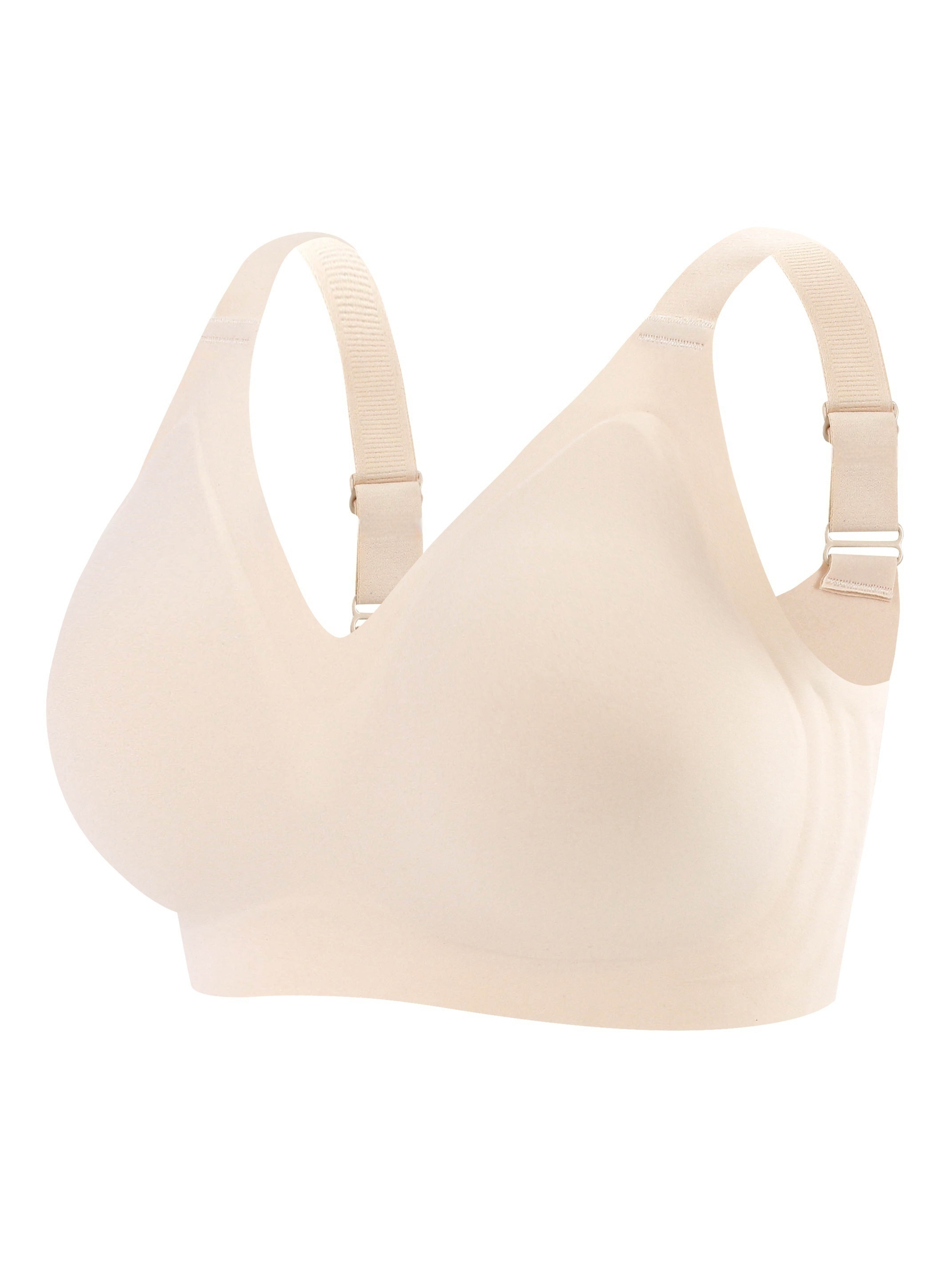Plus Simple Bra Women's Plus Size Solid Seamless Push - Temu Canada
