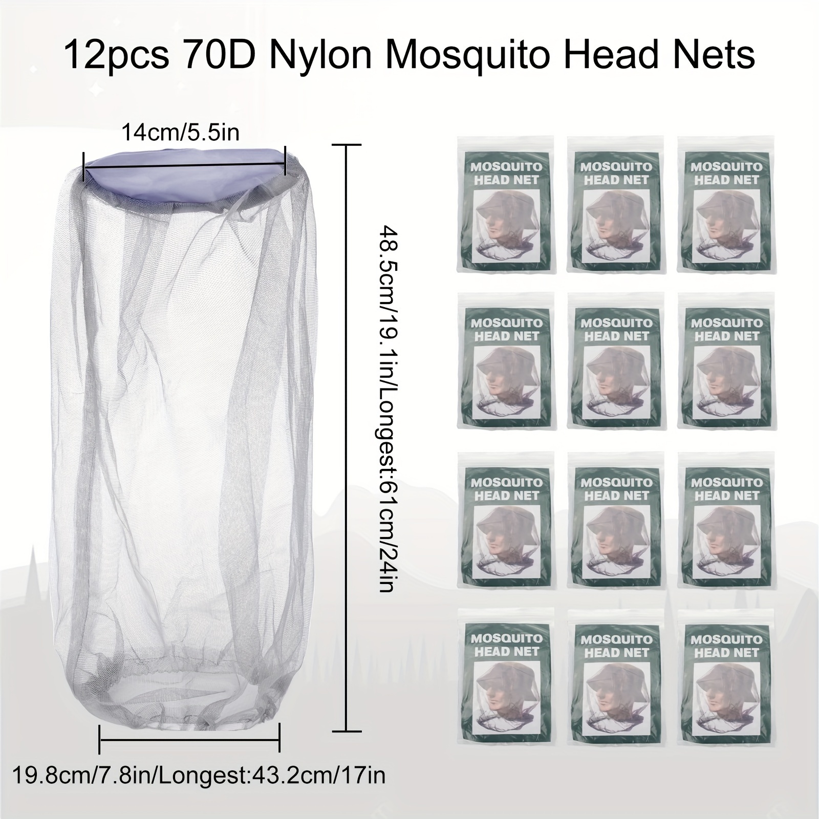 12 mosquito head nets bug face shield mesh protect from extra fine ...
