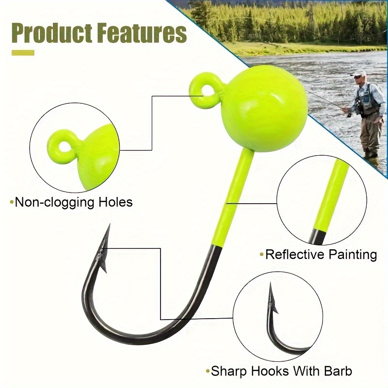 Jig Head Fishing Hooks Box Set Carbon Steel Sharp Barb Hooks - Temu