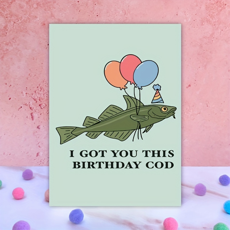 funny cod pun birthday greeting card multipurpose - Temu