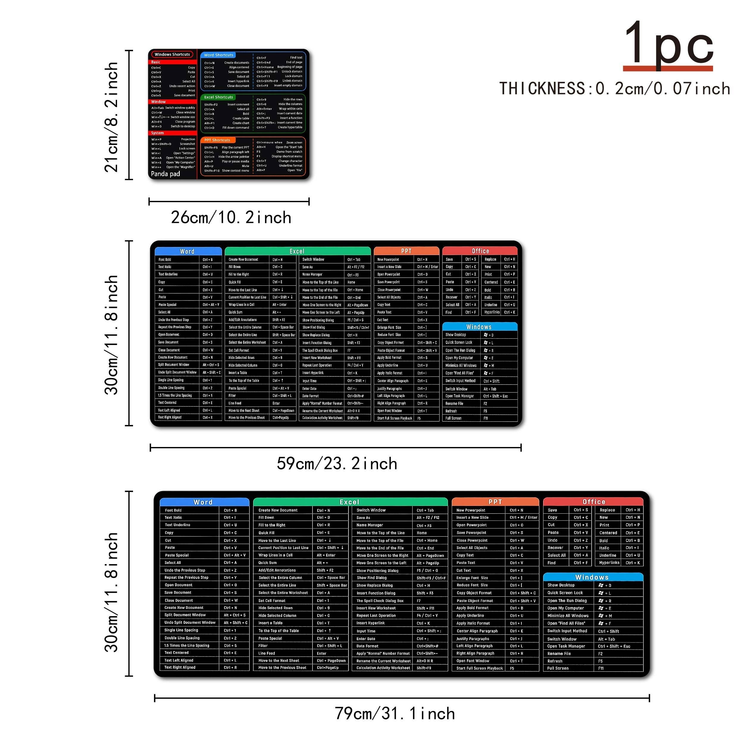 1pc Windows Shortcut Key Large Mouse Pad Office Software For Word