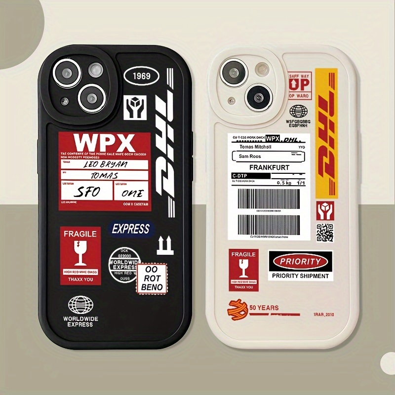 Black Case White Case Label Graphic Anti fall Phone Case - Temu New Zealand