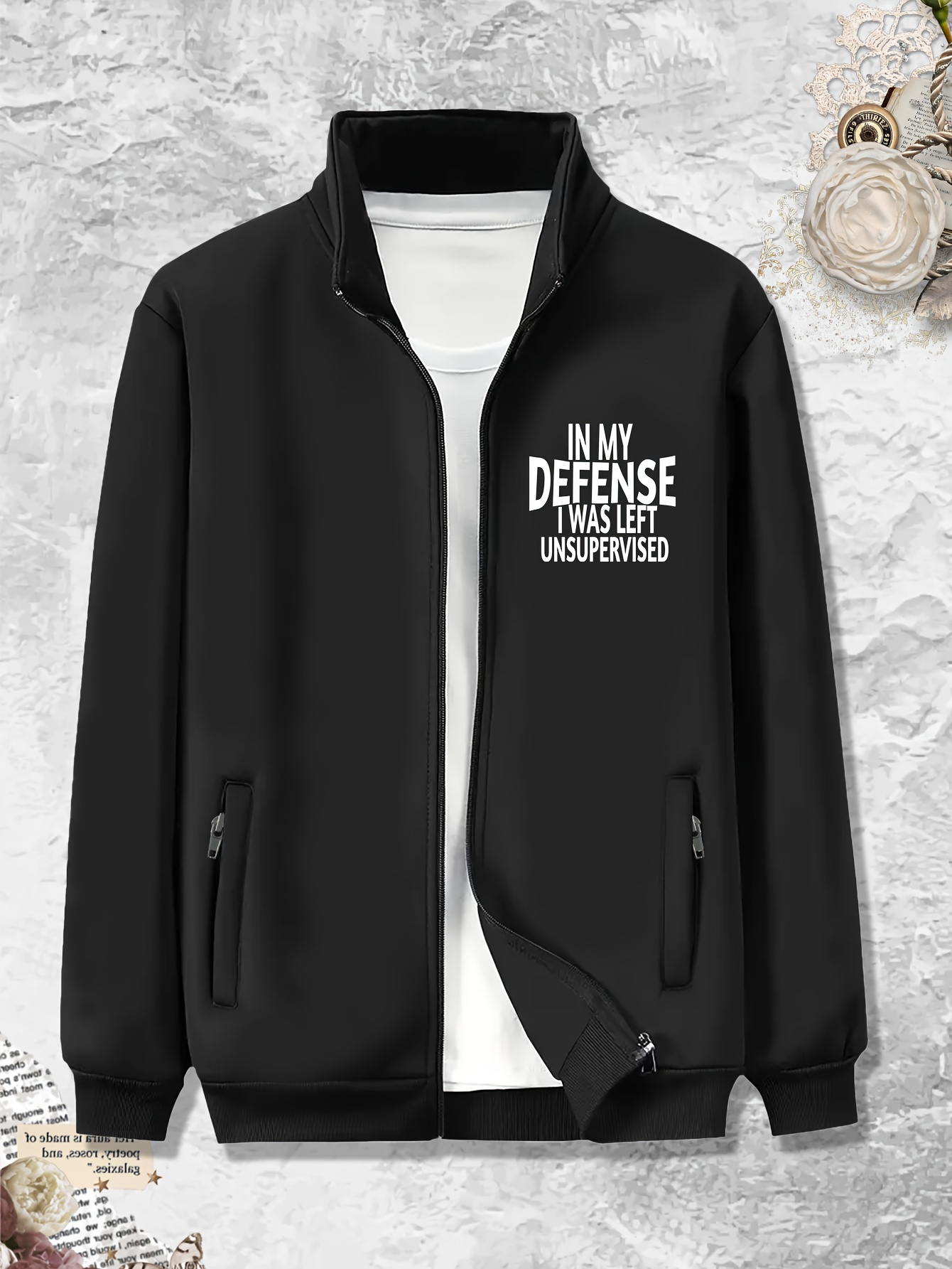 Til Mit Forsvar Tryk Mænds Mandarinkrave Med Lommer - Temu Denmark