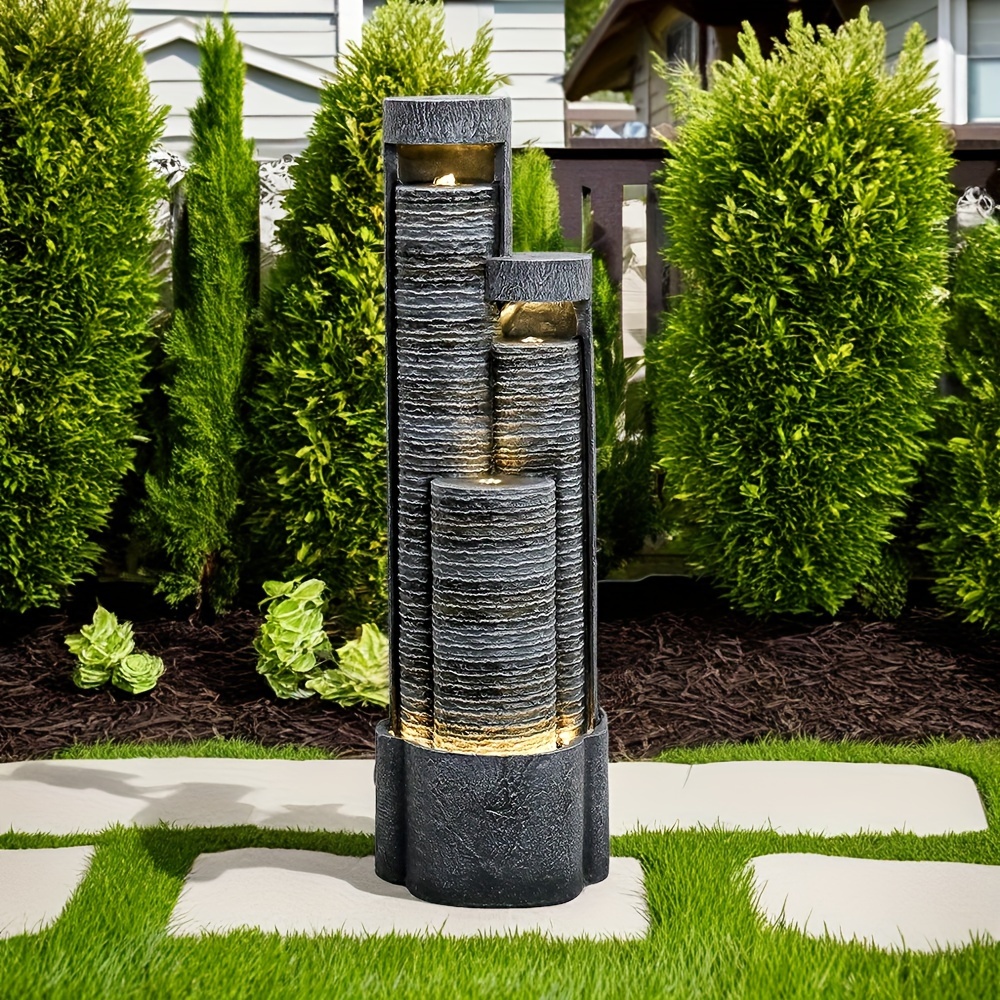 H Indoor Water Feature 3 column Ripple Waterfall Fountain - Temu