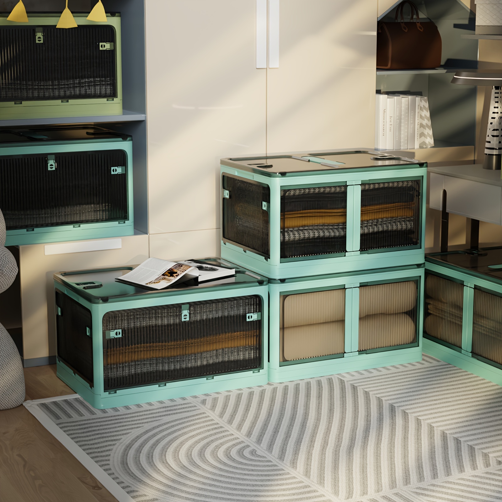 Plastic Storage Bins Lids Stackable Collapsible Storage Bins - Temu