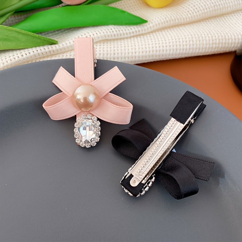 1pc glitter elegant retro hair bow gentle fresh versatile bow hair clip ...