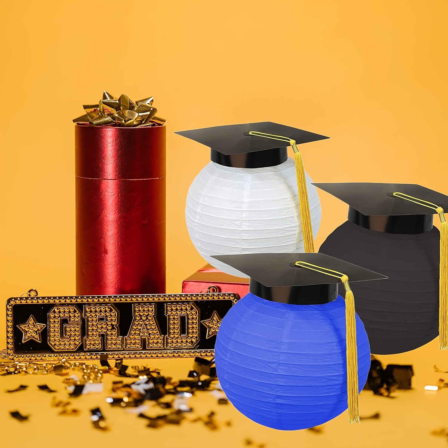 Grad Paper Lanterns black White Blue Graduation Hanging - Temu