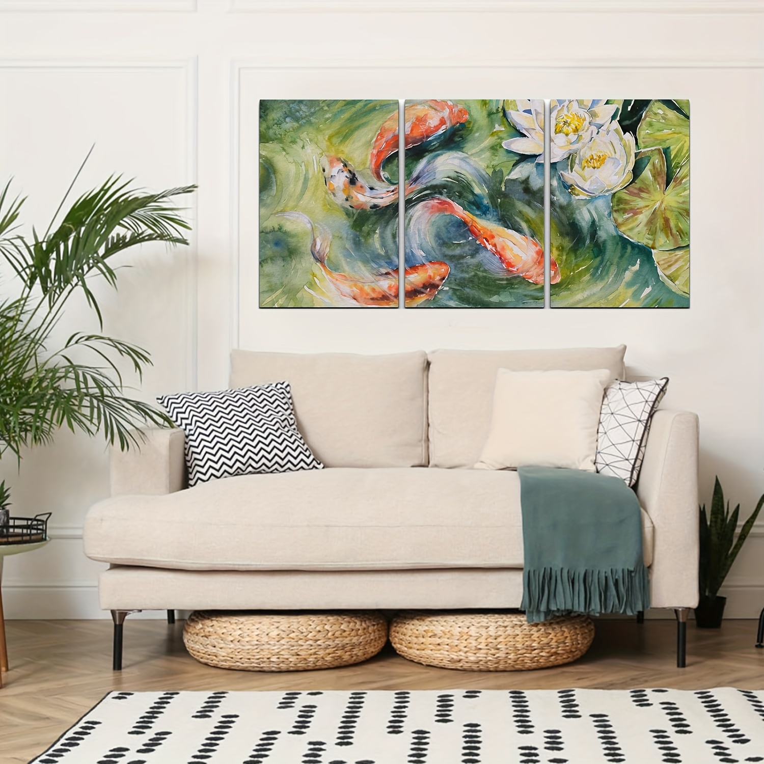canvas print wall art watercolor japanese koi fish water - Temu Australia