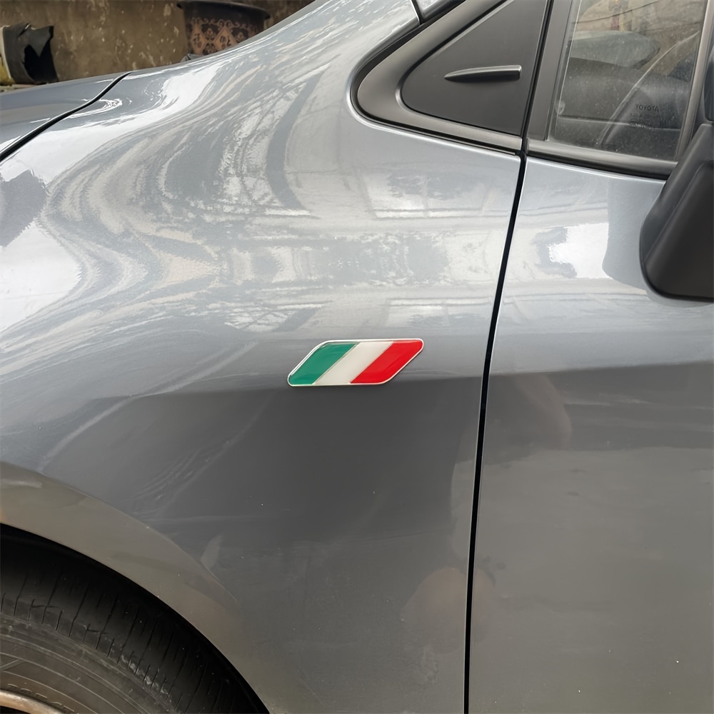 Set Of 2 Aluminum Italian Flag Emblem Decals, Parallel Stripe Design ...