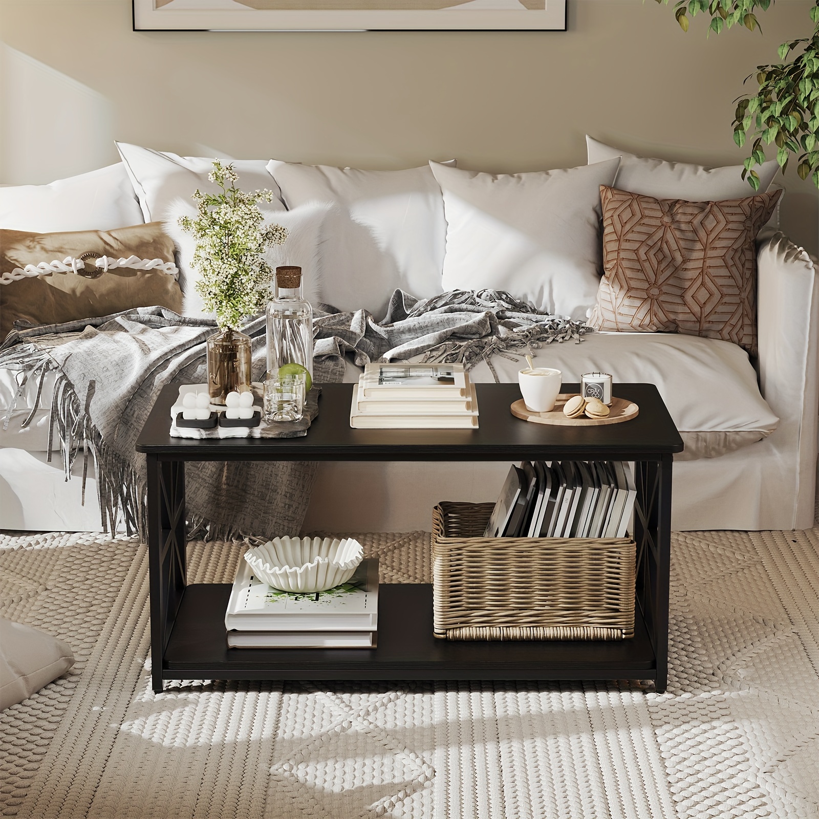 2 tier Center Table Coffee Tables Living Room Coffee Table - Temu