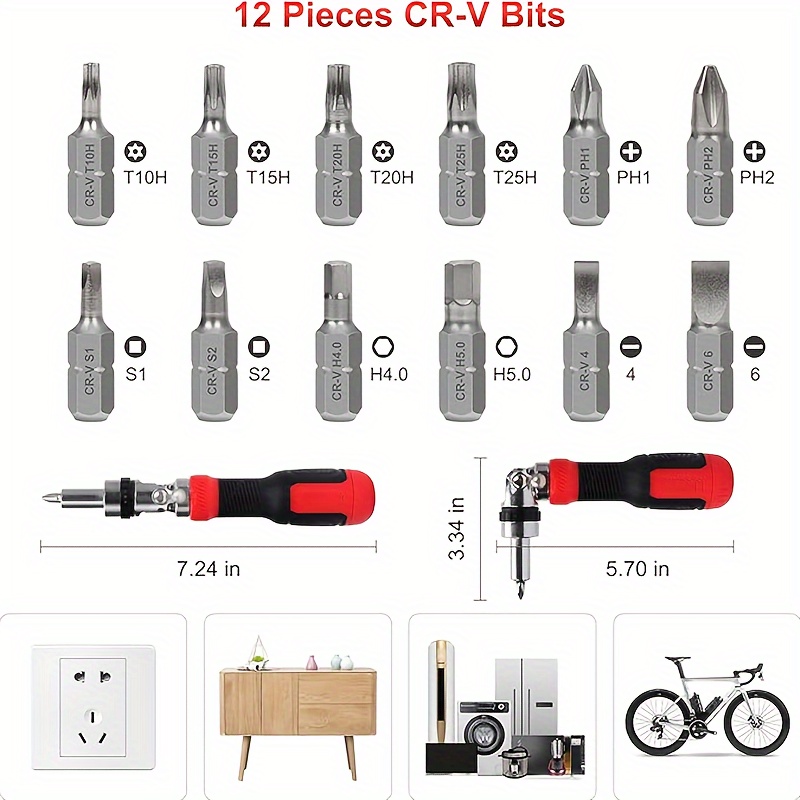 Ratcheting Screwdriver 13-in-1 Multibit Screwdriver All In One Screwdriver Set With Phillips ...