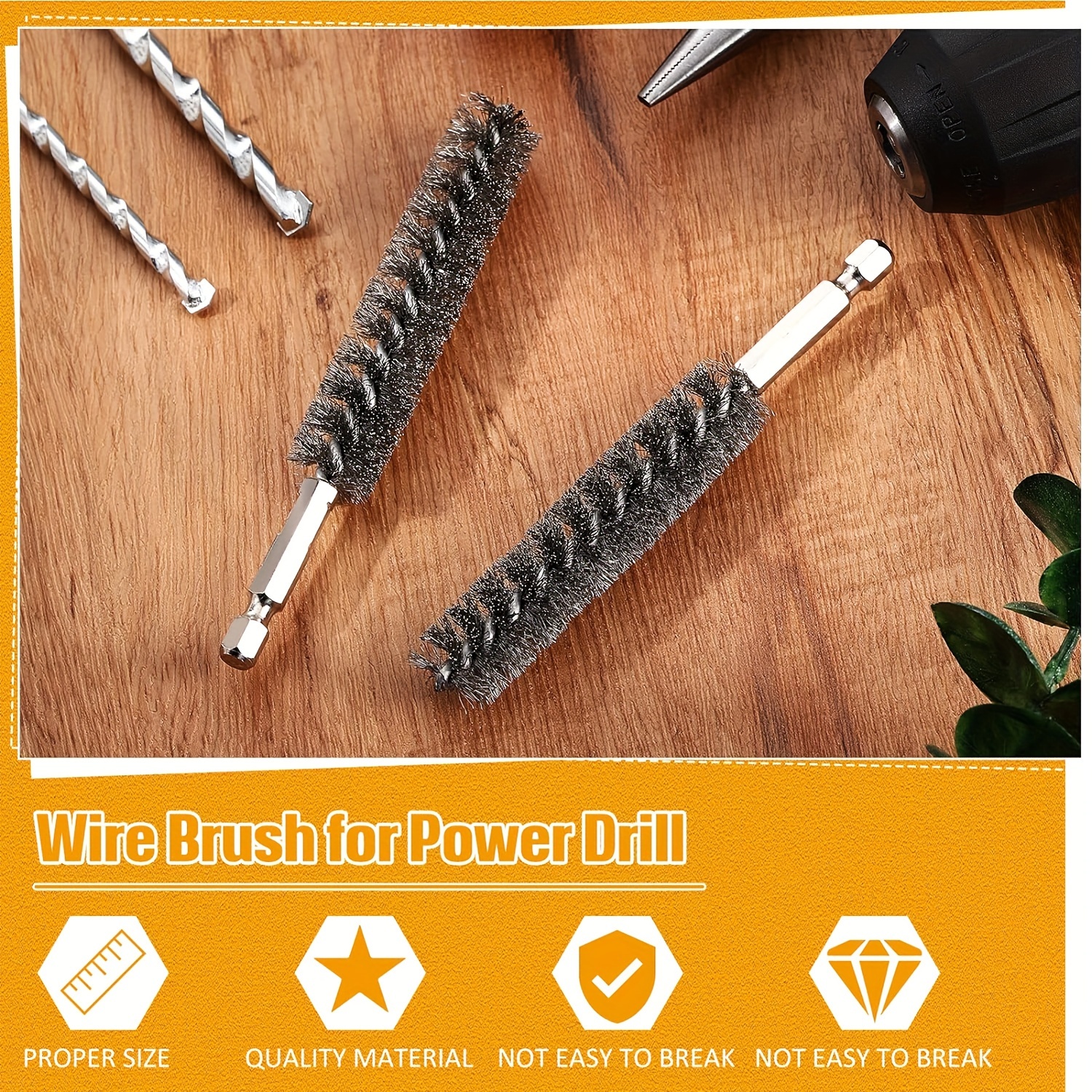 Stainless Steel Drill Bit Cleaning Brush Set With Hex Shank - Durable ...