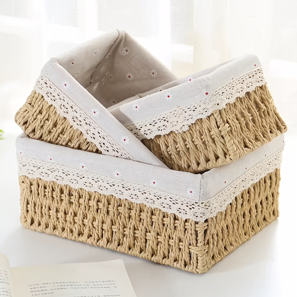 wicker storage baskets sold on Temu United States