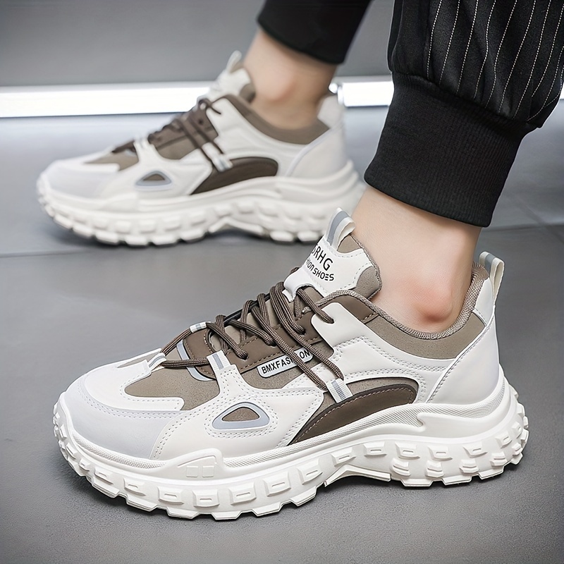 Men's Vintage Colour Block Chunky Shoes Comfy Non Slip Lace - Temu ...