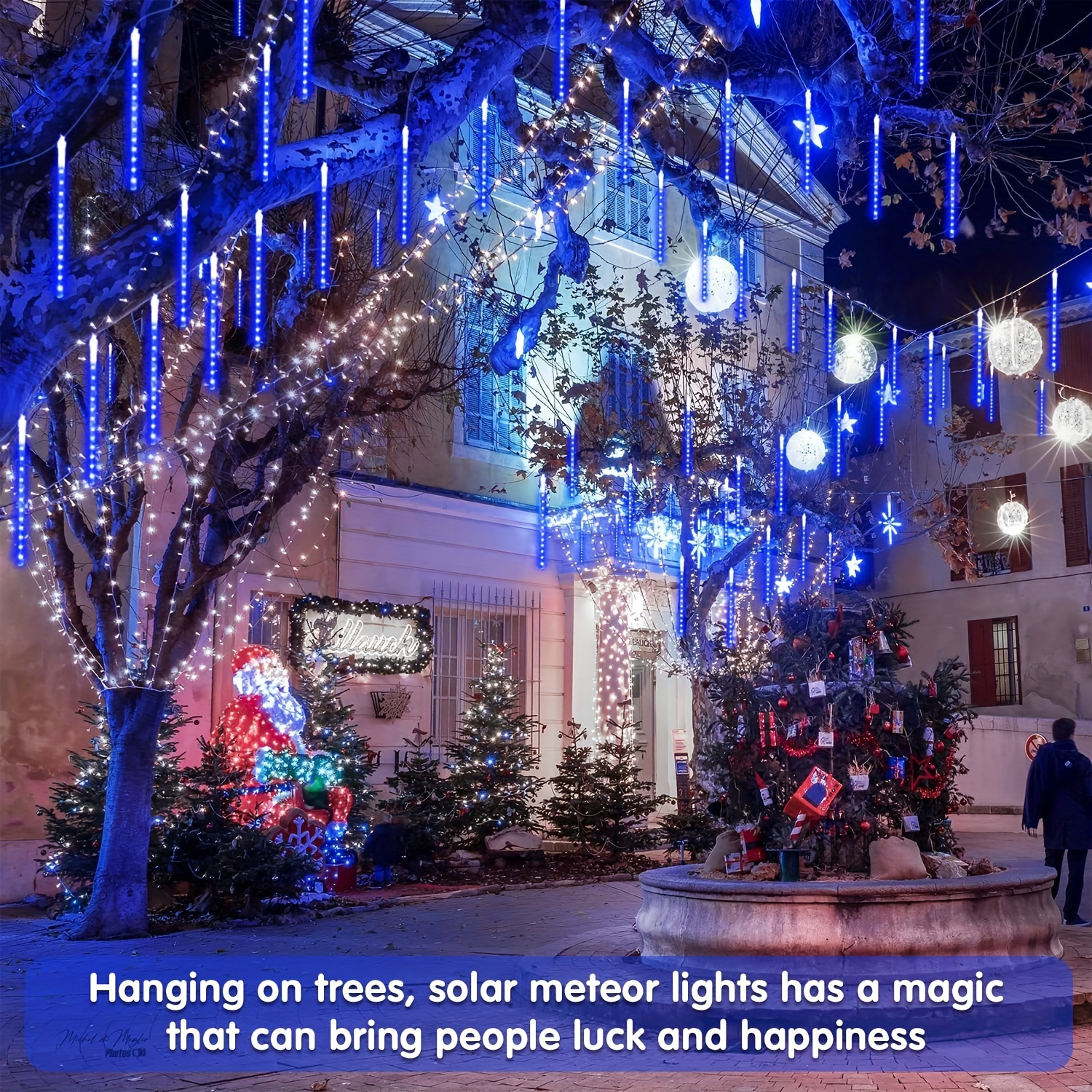 solar meteor shower lights icicle christmas lights Temu United Kingdom