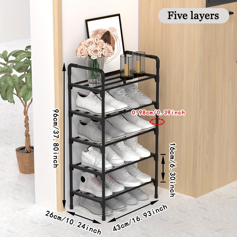 1pc Versatile 2 8 Layer Black Metal Shoe Rack Easy Assembly Detachable Large Capacity Storage Solution for Entryway Hallway Living Room