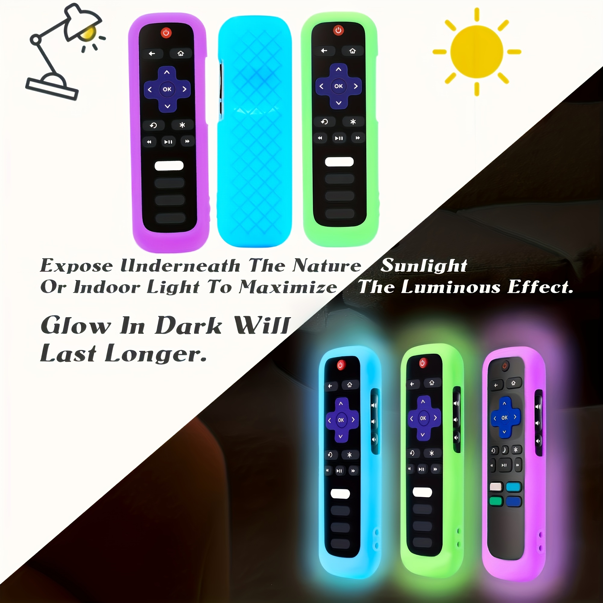 1pc Glow In The Dark Remote Cover For Tv Remote Control Universal ...