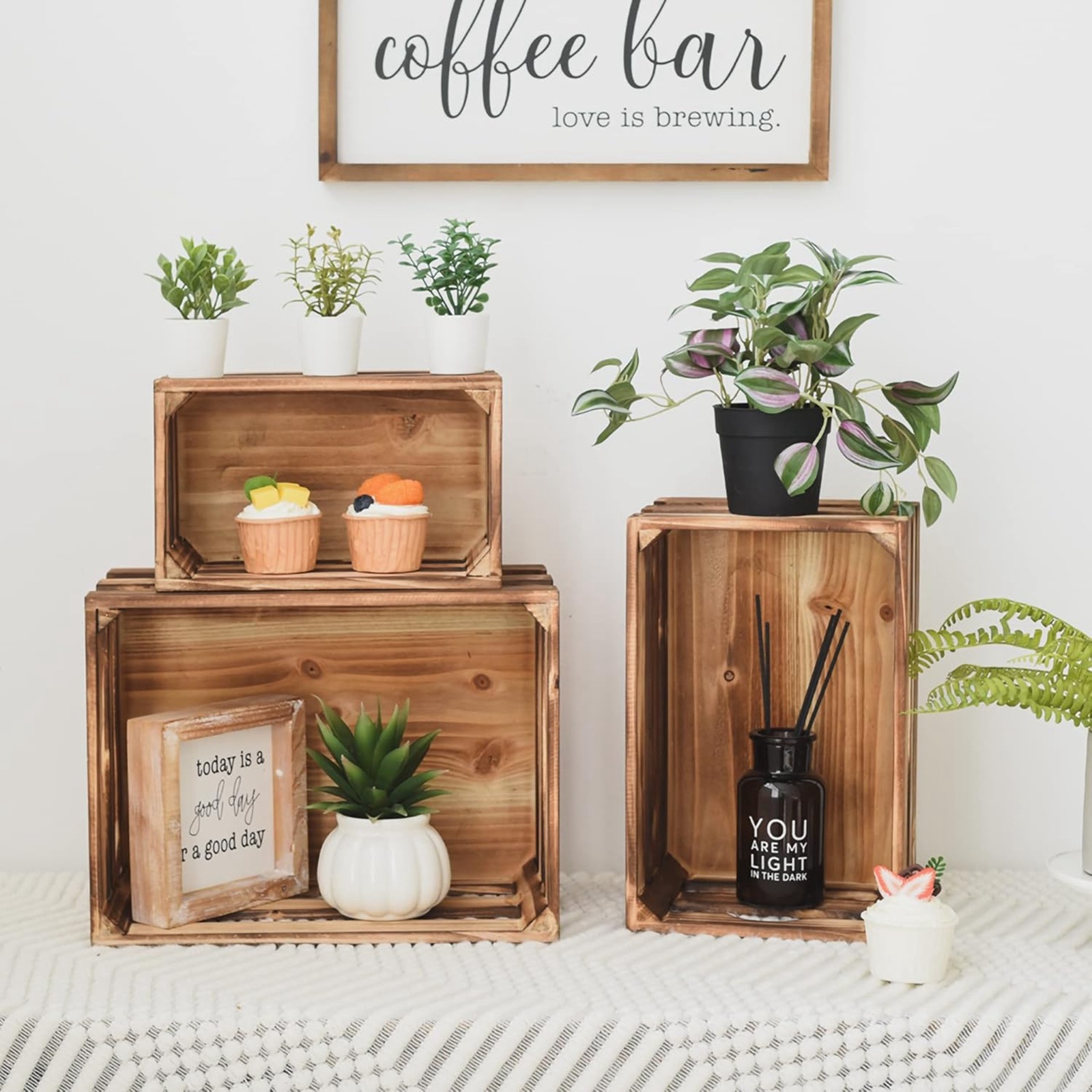 Decorative Crates Boxes Wood Decorative Caddy With Metal Feet,