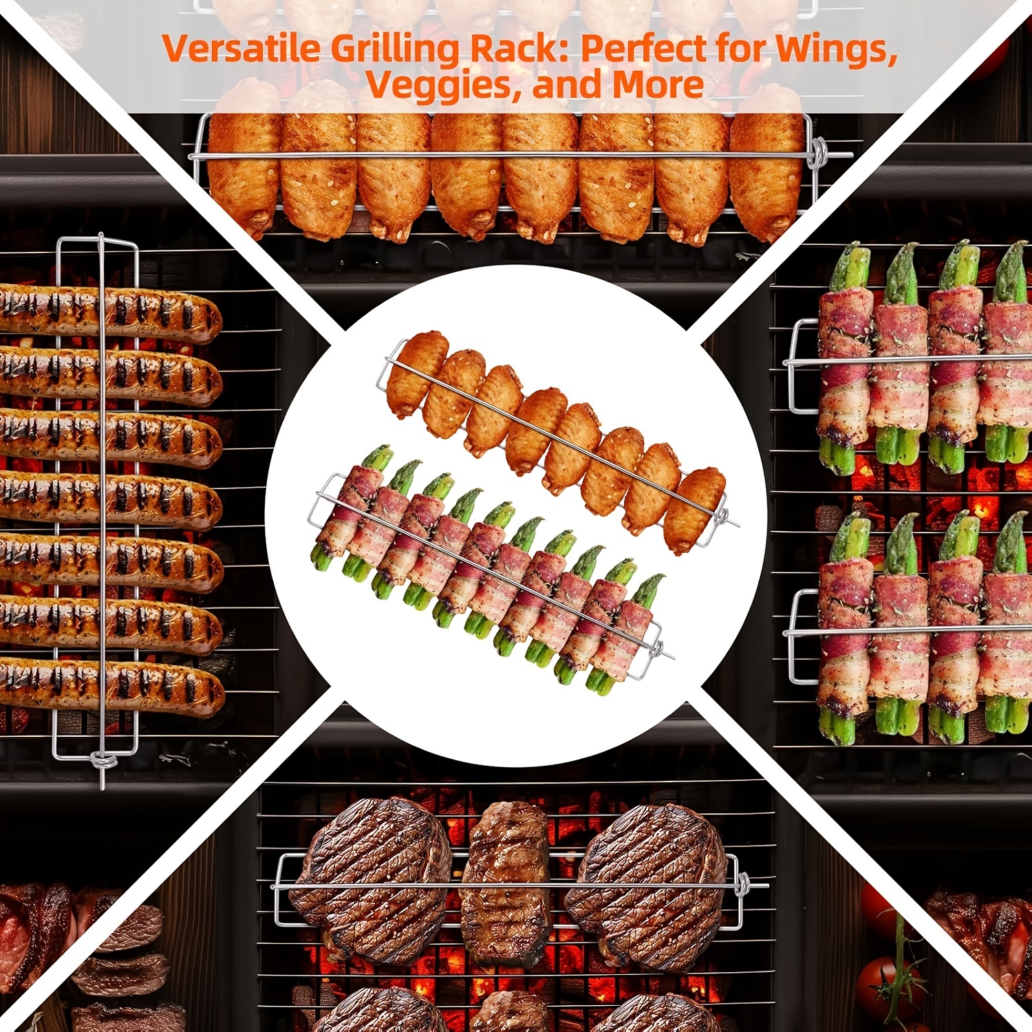 bbq tool set 6pcs wings bbq accessories chicken skewers and outdoor bbq ...