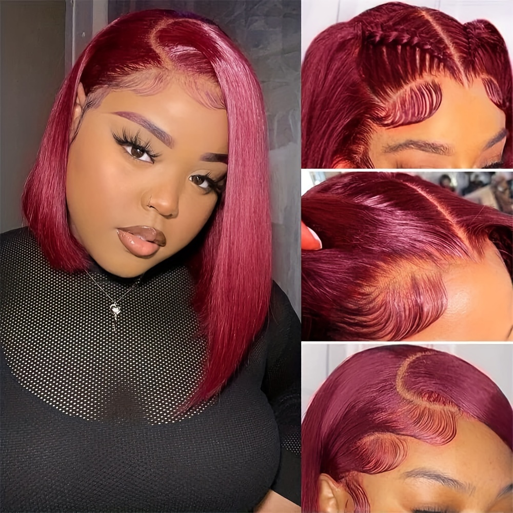 99j burgundy lace front wigs 13x4 hd lace frontal glueless Temu United Kingdom
