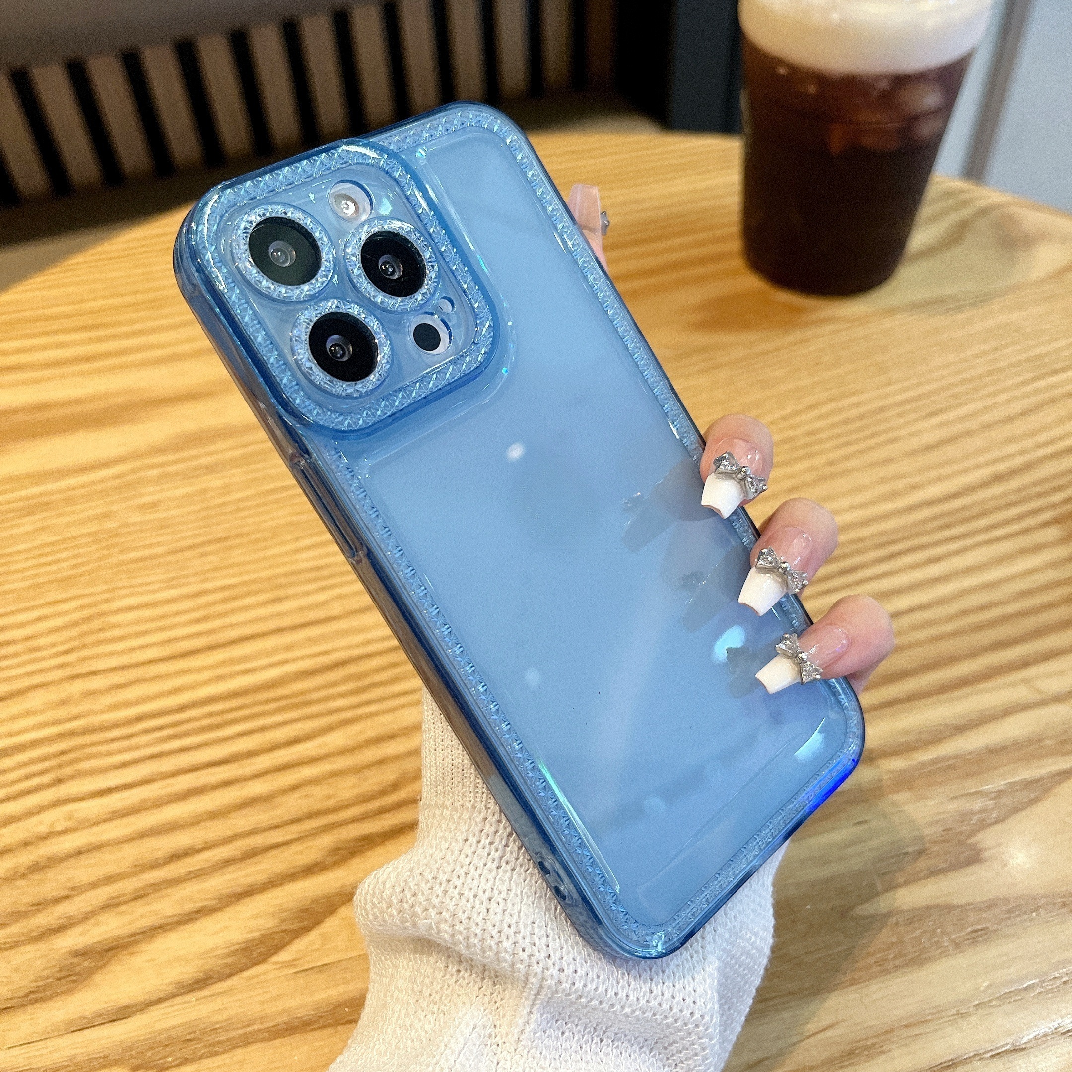 Rhinestone Diamond Pattern Transparent Phone Case Iphone 15 - Temu Canada