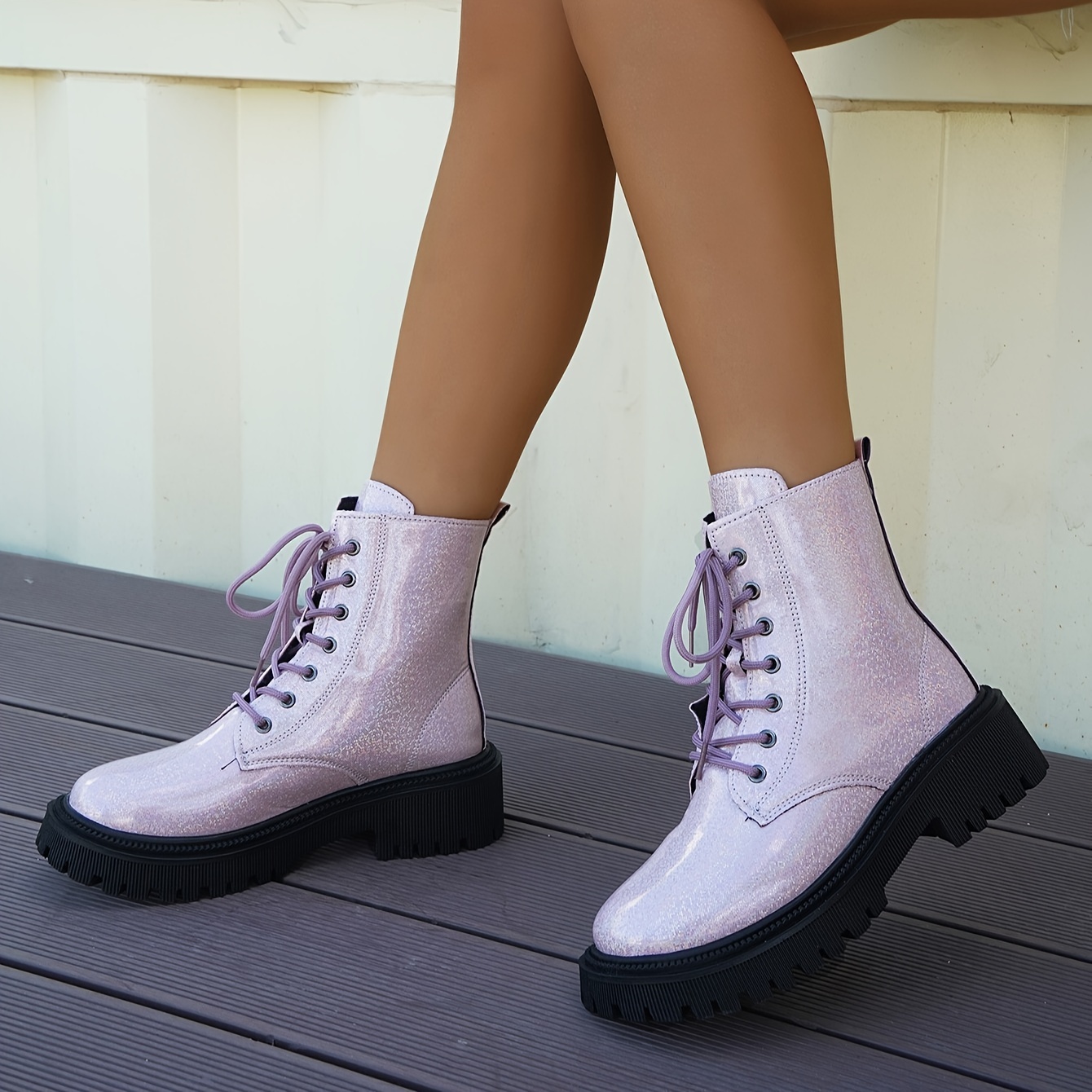 Botines Cortos Plataforma Moda Mujeres Botas Vestir Cordones - Temu Mexico