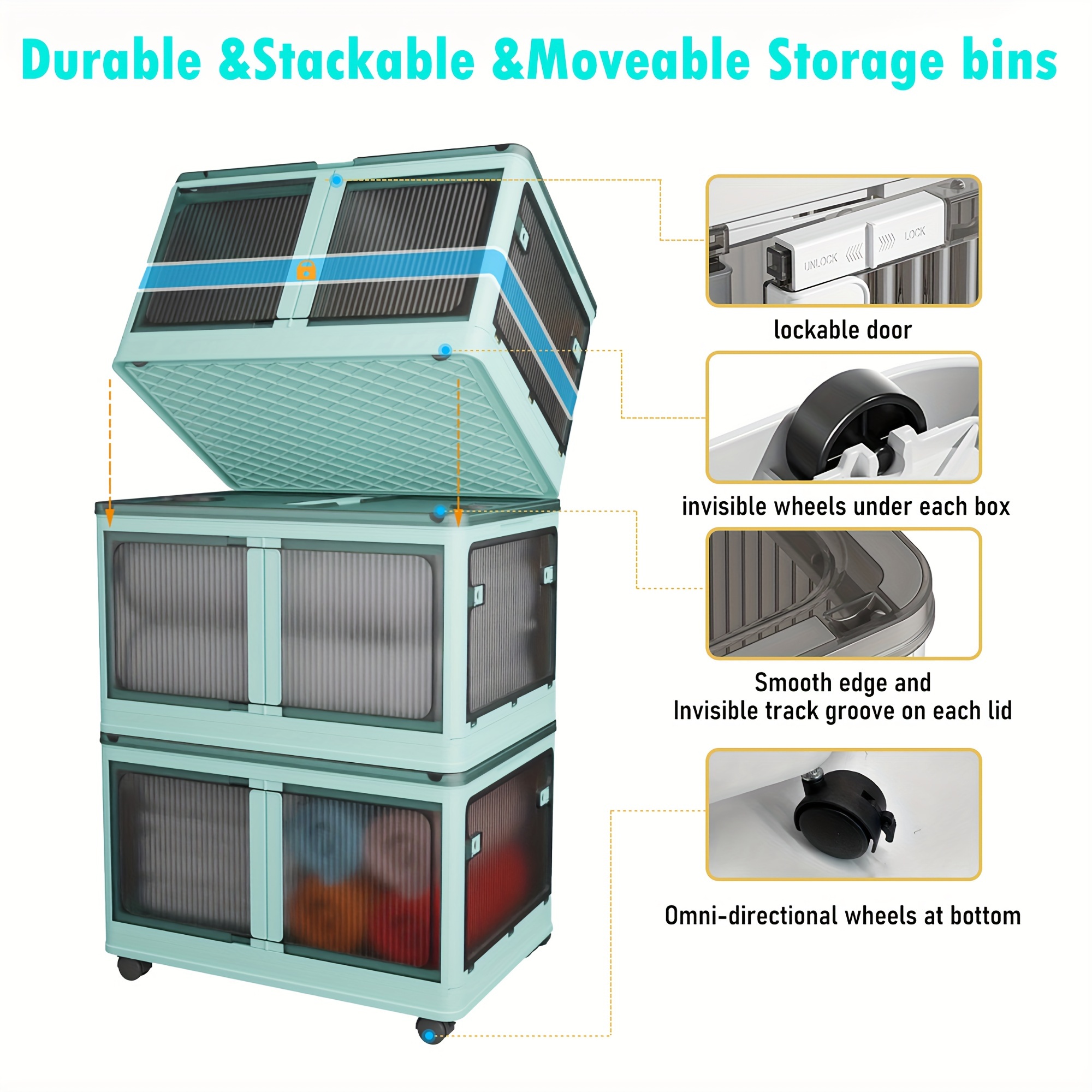 Plastic Storage Bins Lids Stackable Collapsible Storage Bins - Temu