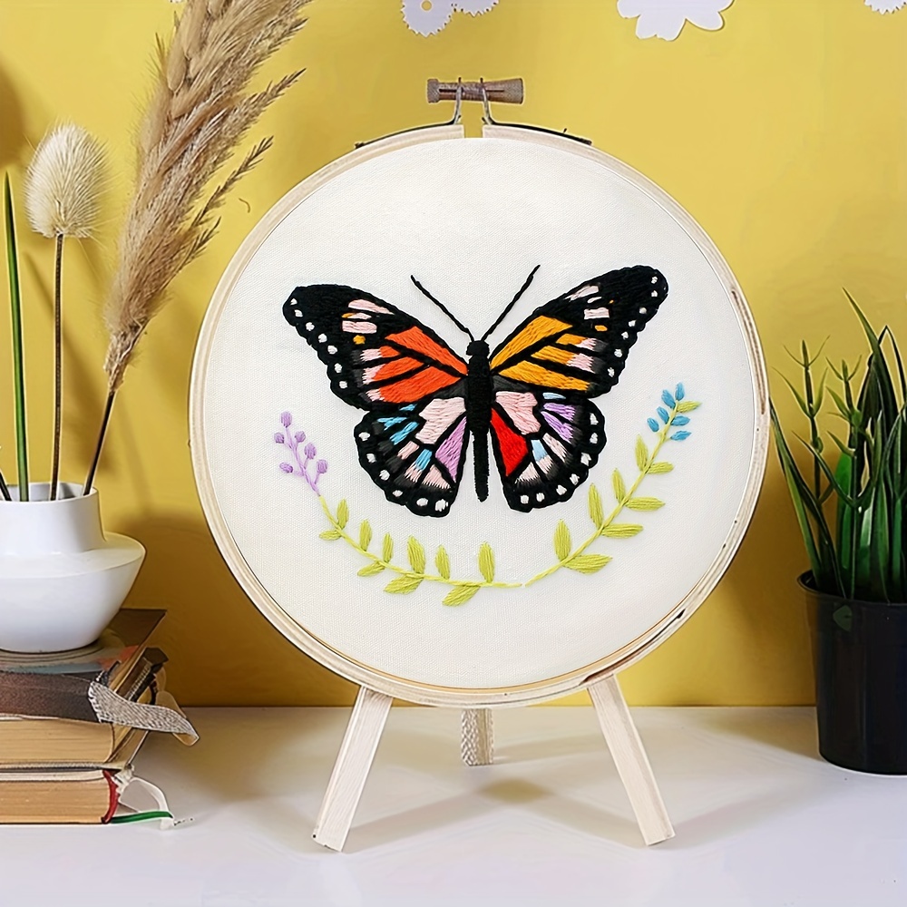 Diy Butterfly Embroidery Kit For Beginners, 7.87x7.87inch Hand ...