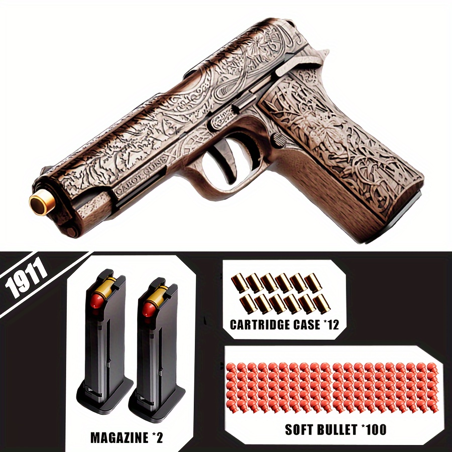 M1911 Brand New Engraved Pattern Toy Gun Soft Cartridge Gun - Temu