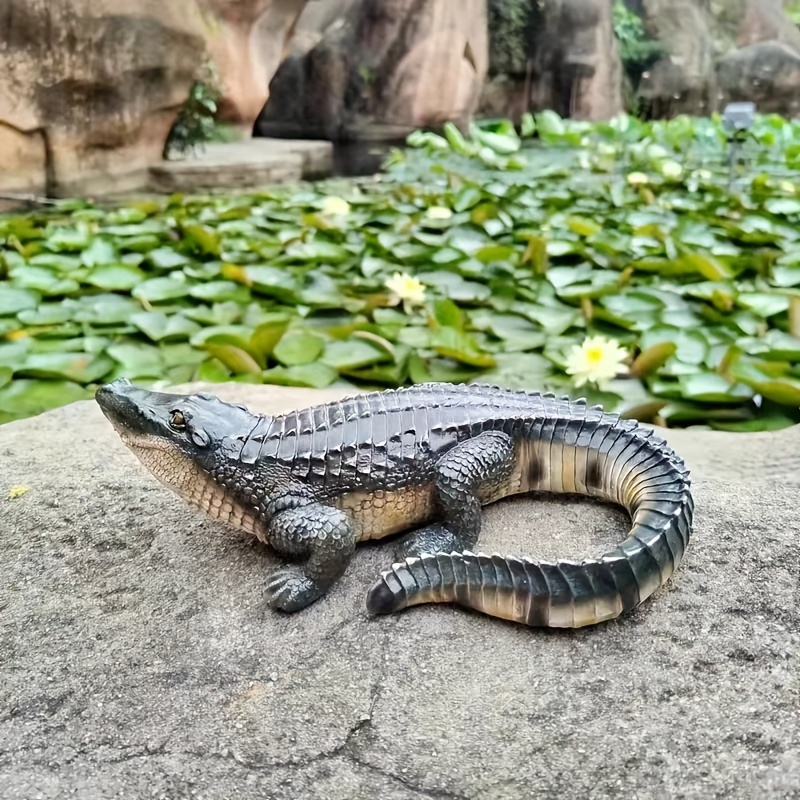 Resin Alligator Figurine Lifelike Crocodile Garden Statue - Temu