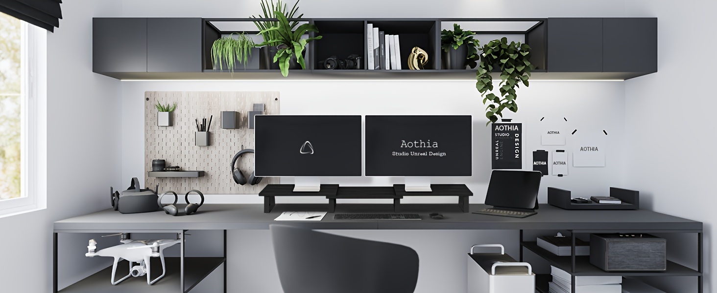 Large Dual Monitor Stand - Computer Monitor Stand, Desk Shelf For ...