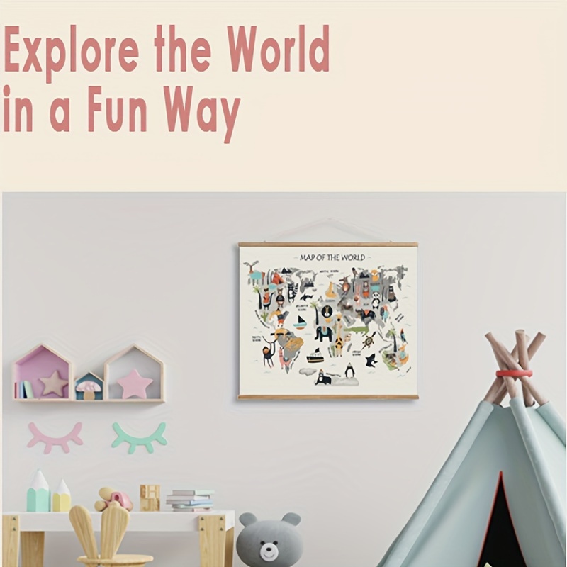 Cute Map Hanging Canvas Wall Maps - Temu