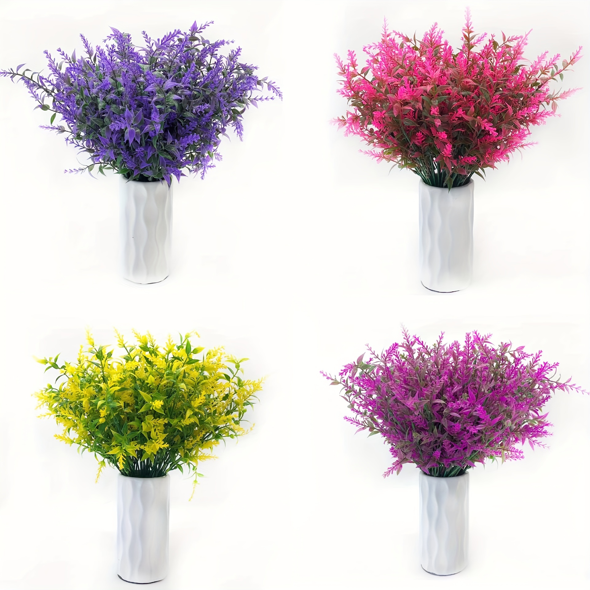 1 Bundle, Artificial Lavender Flowers, 5 Branches Plastic Faux Lavender ...