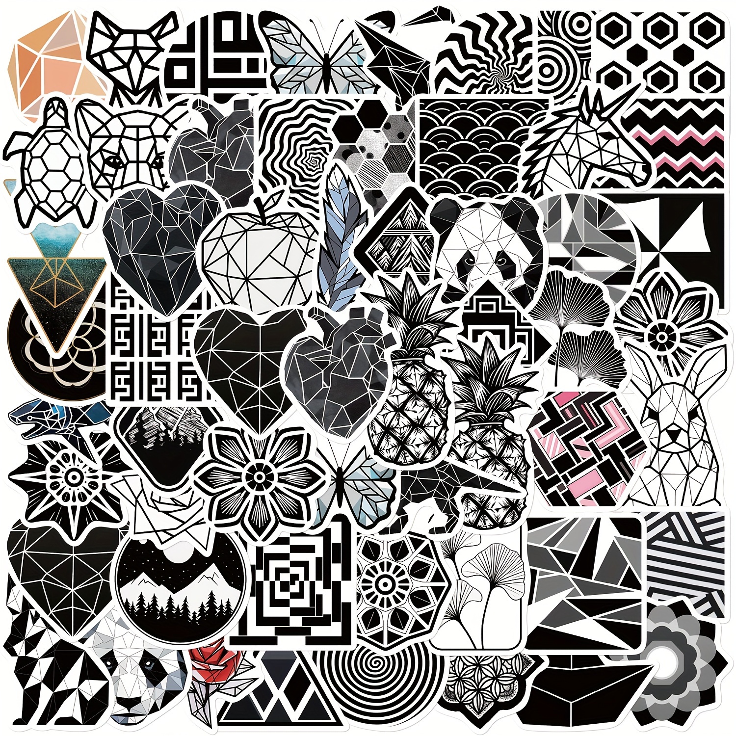Black White Geometric Pattern Stickers Water Cups Coffee - Temu Canada