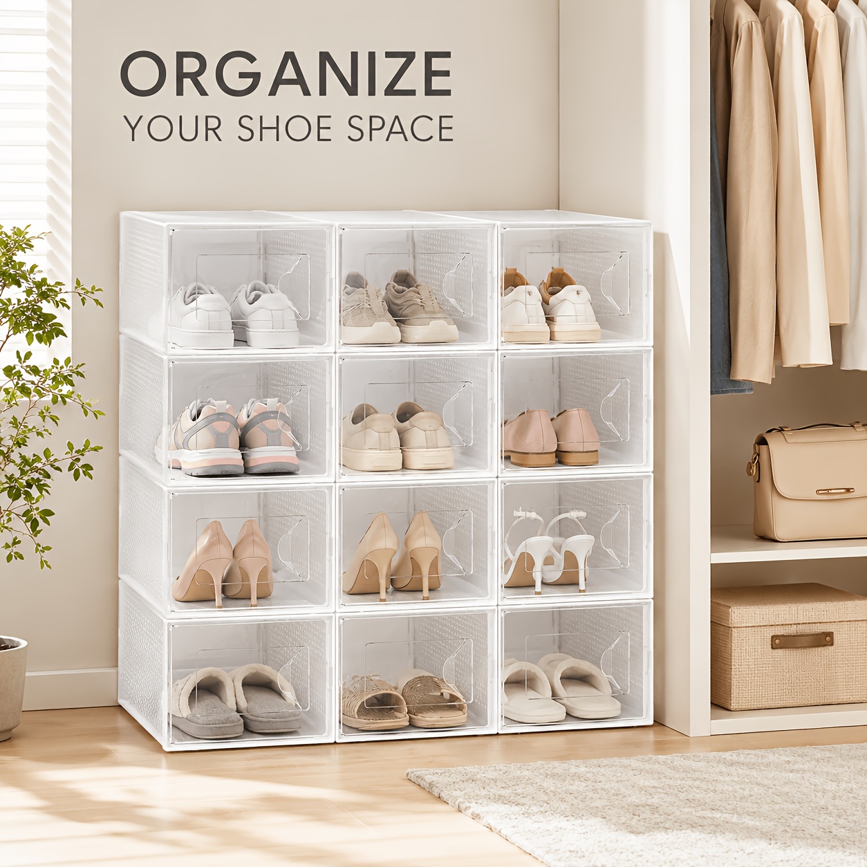 transparent shoe boxes sold on Temu United States