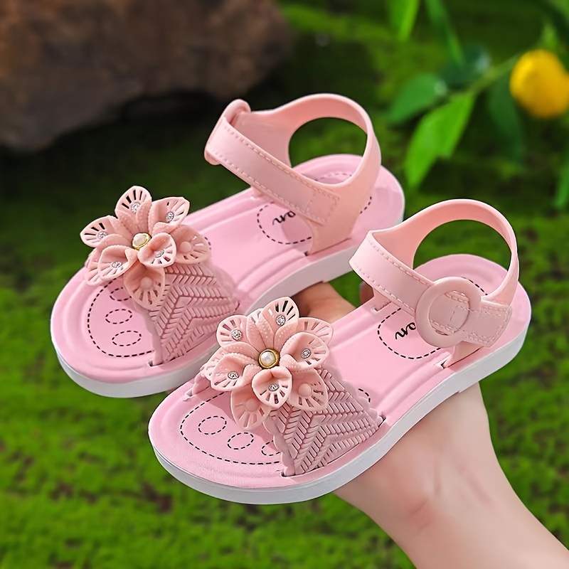 Jiageya Trendy Solid Color Flower Open Toe Sandals Girls - Temu United Kingdom