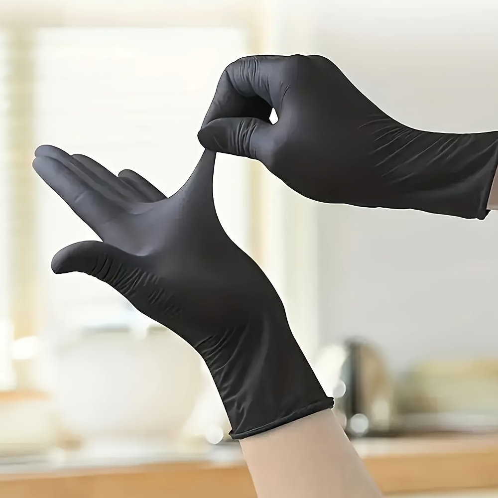 Black Nitrile Disposable Gloves - Latex-free, Powder-free For Kitchen Cleaning & Household Tasks ...