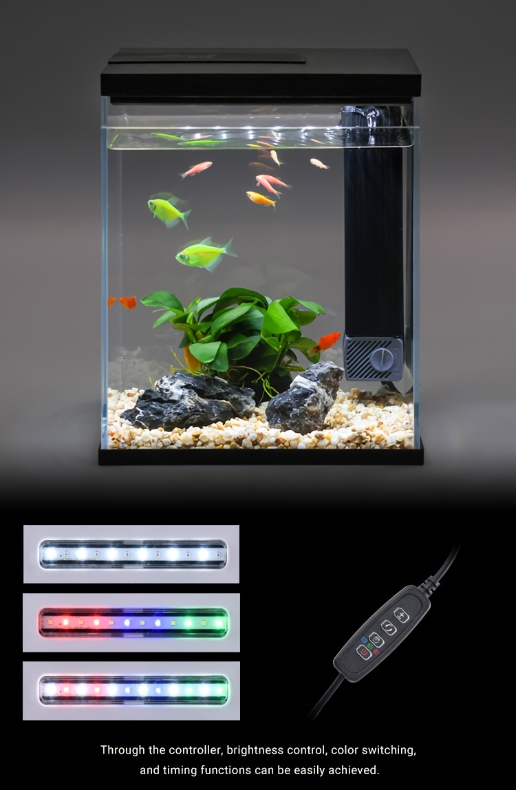 1pc Small Desktop Fish Tank, Fish Tank, Small Fish Tank With Led ...