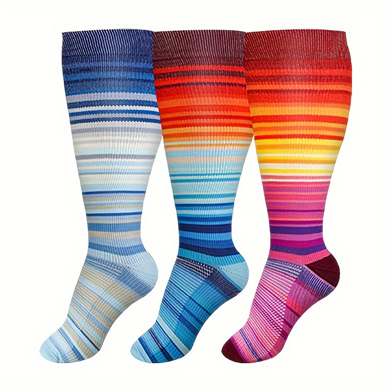 3 Pairs Plus Size Compression Socks Wide Calf Men Women Knee - Temu