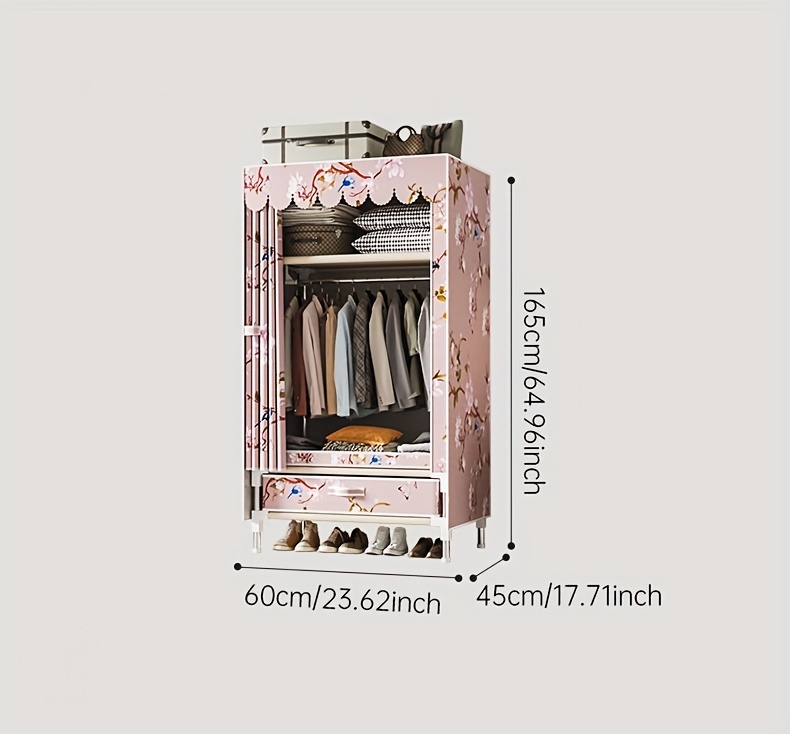 Modern Metal Frame Fabric Wardrobe Closet Drawers Free - Temu Australia